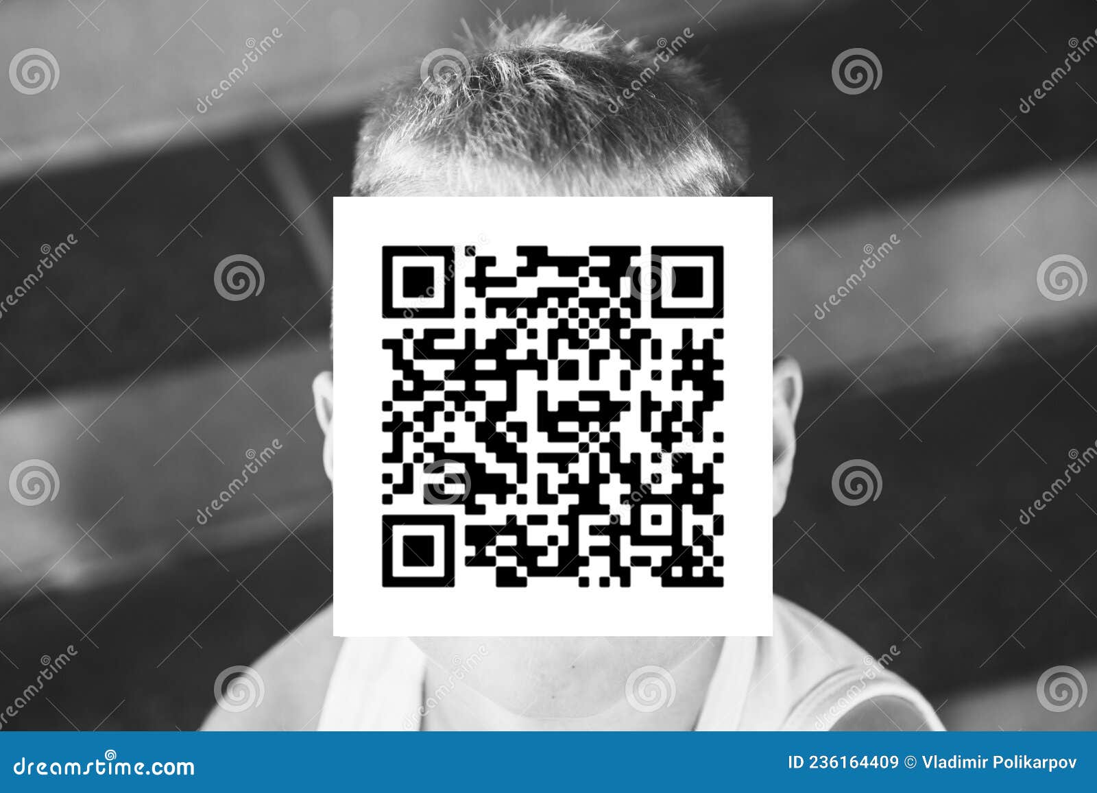 Man with Qr Code on His Face Stock Image - Image of face, forbidden ...