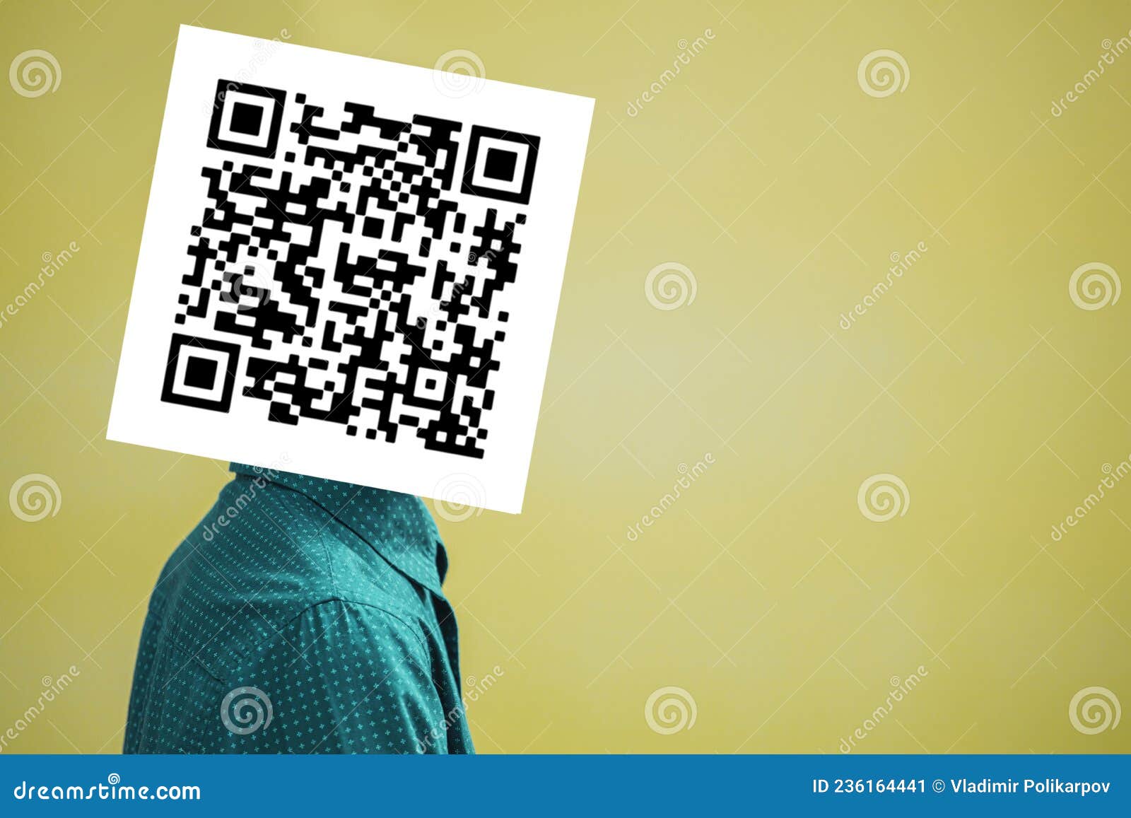 Man with Qr Code on His Face Stock Image - Image of face, woman: 236164441