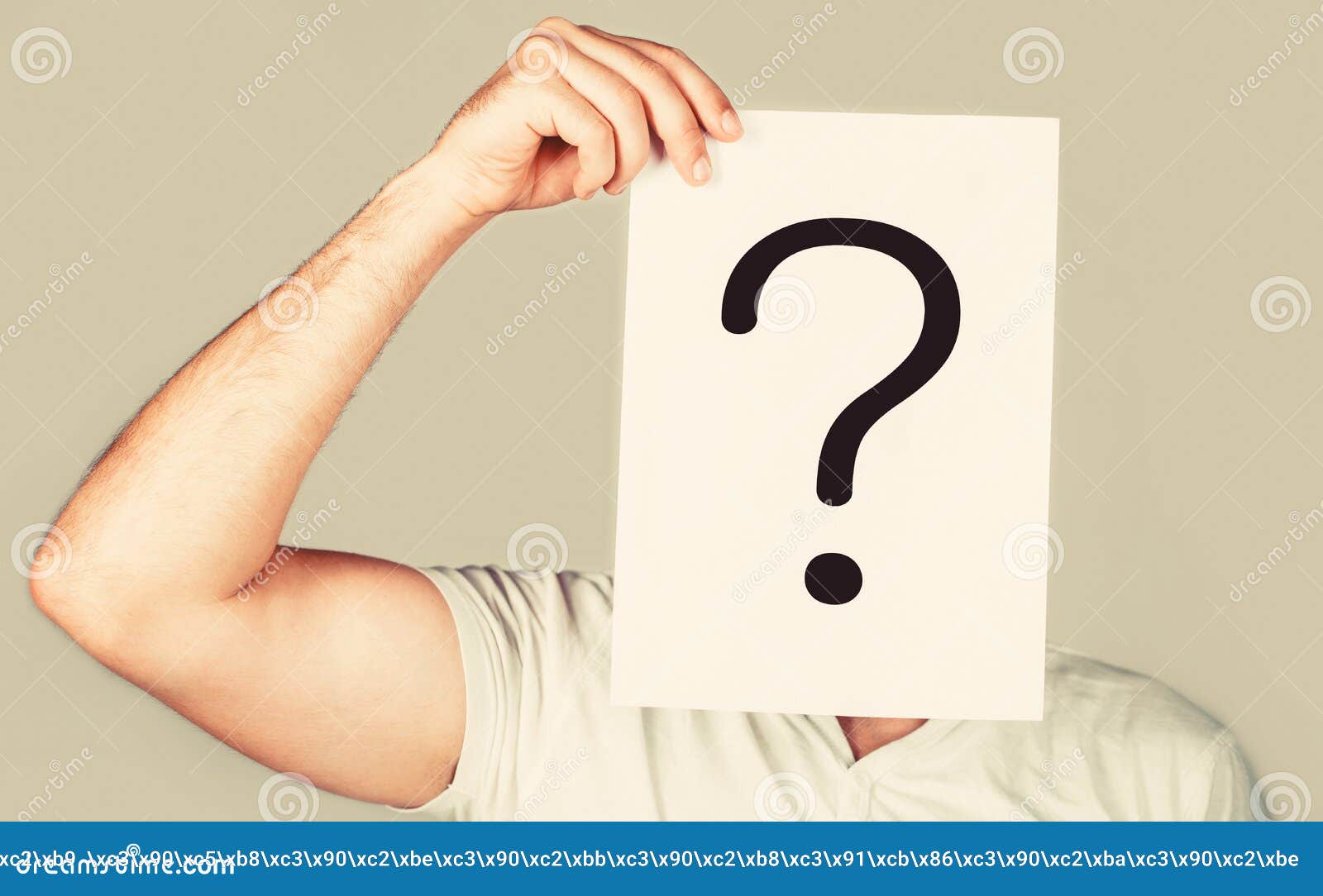Man a Question. Doubtful Man Holding Question Mark. Problems and ...