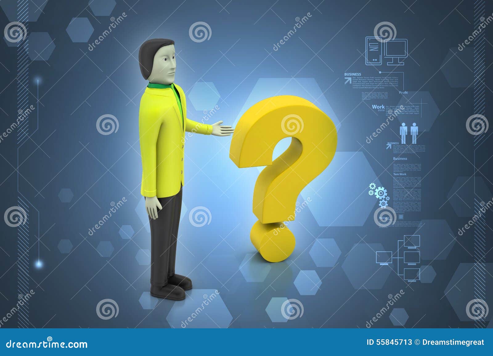 Man with question mark stock illustration. Illustration of concept ...