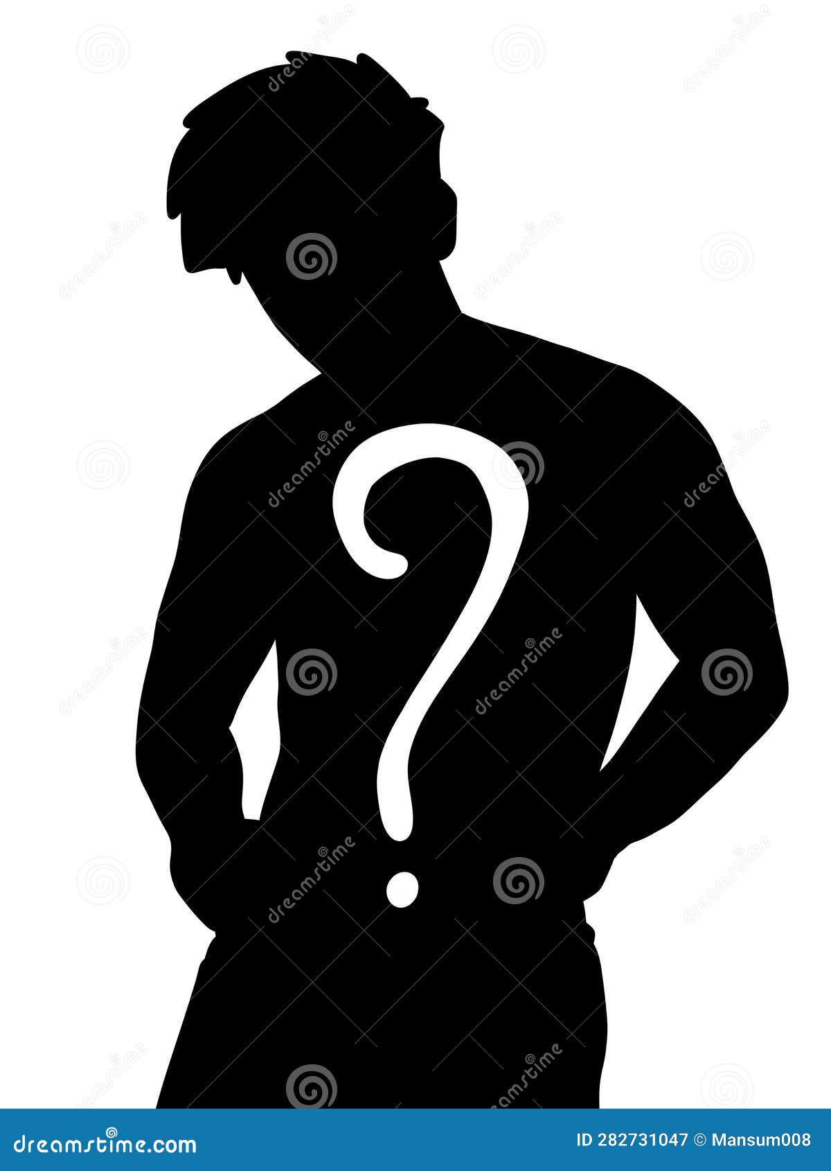 Man with the Question Mark on His Head Stock Illustration ...