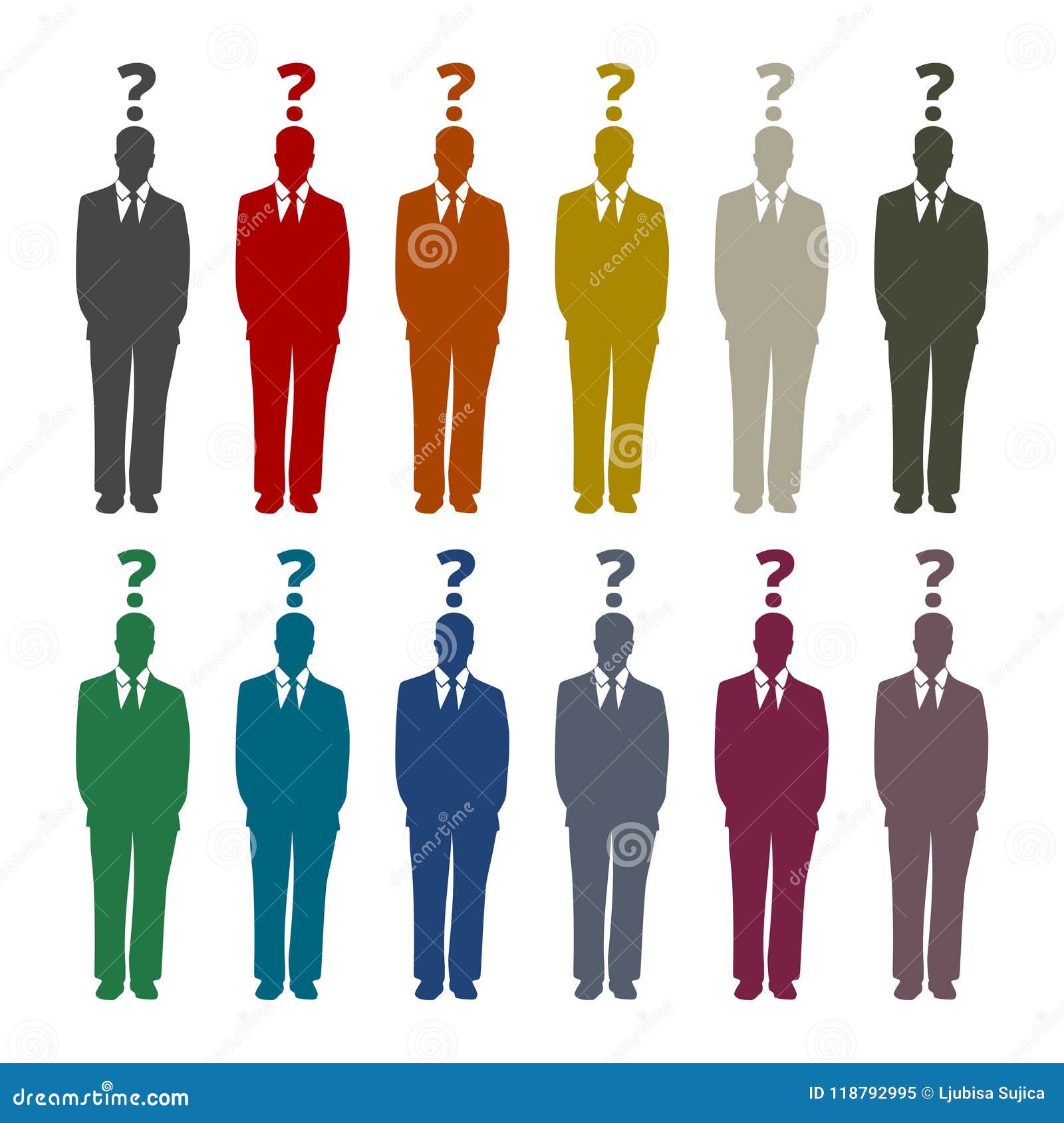Man with Question Mark Icons Set Stock Vector - Illustration of ...