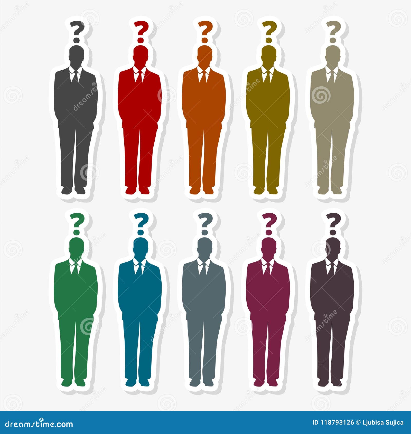 Man with Question Mark Sticker Set Stock Vector - Illustration of ...