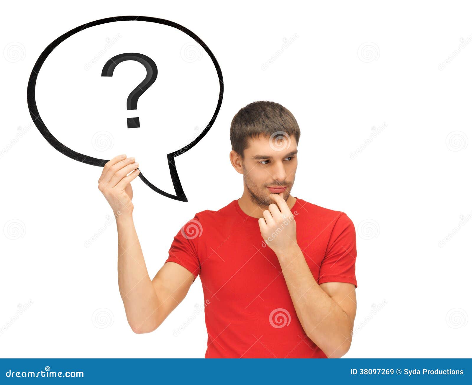 Man with Question Mark in Text Bubble Stock Image - Image of gentleman ...