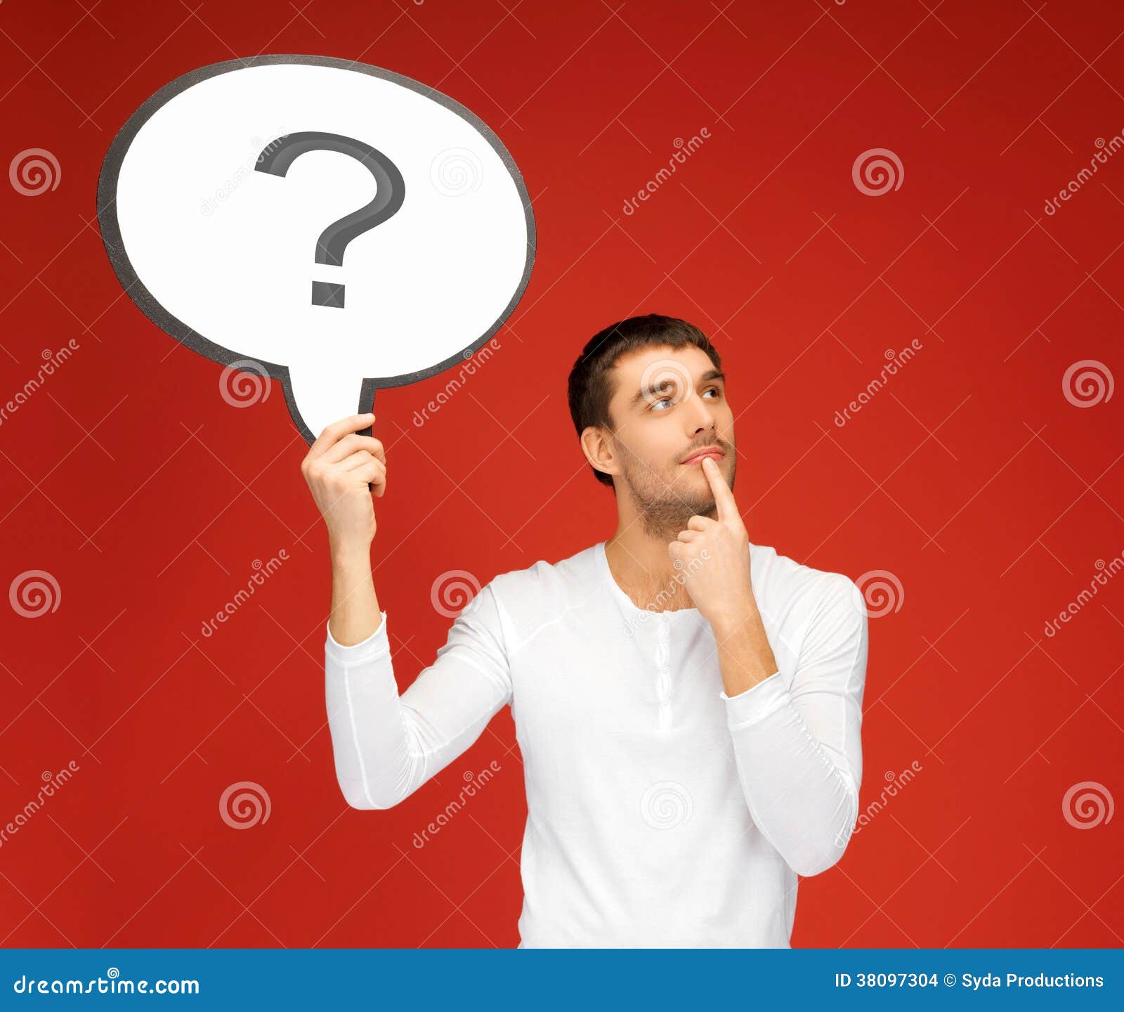Man with Question Mark in Text Bubble Stock Photo - Image of ...