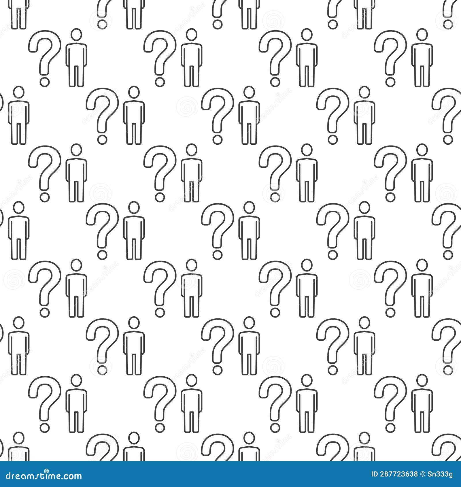 Man with Question Mark Vector Concept Outline Seamless Pattern Stock ...