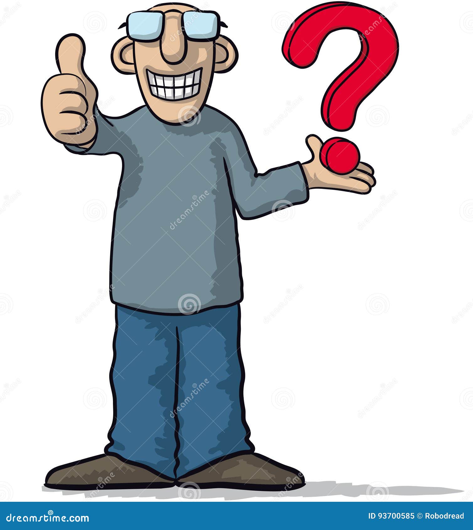Man with a question mark stock vector. Illustration of cartoon - 93700585