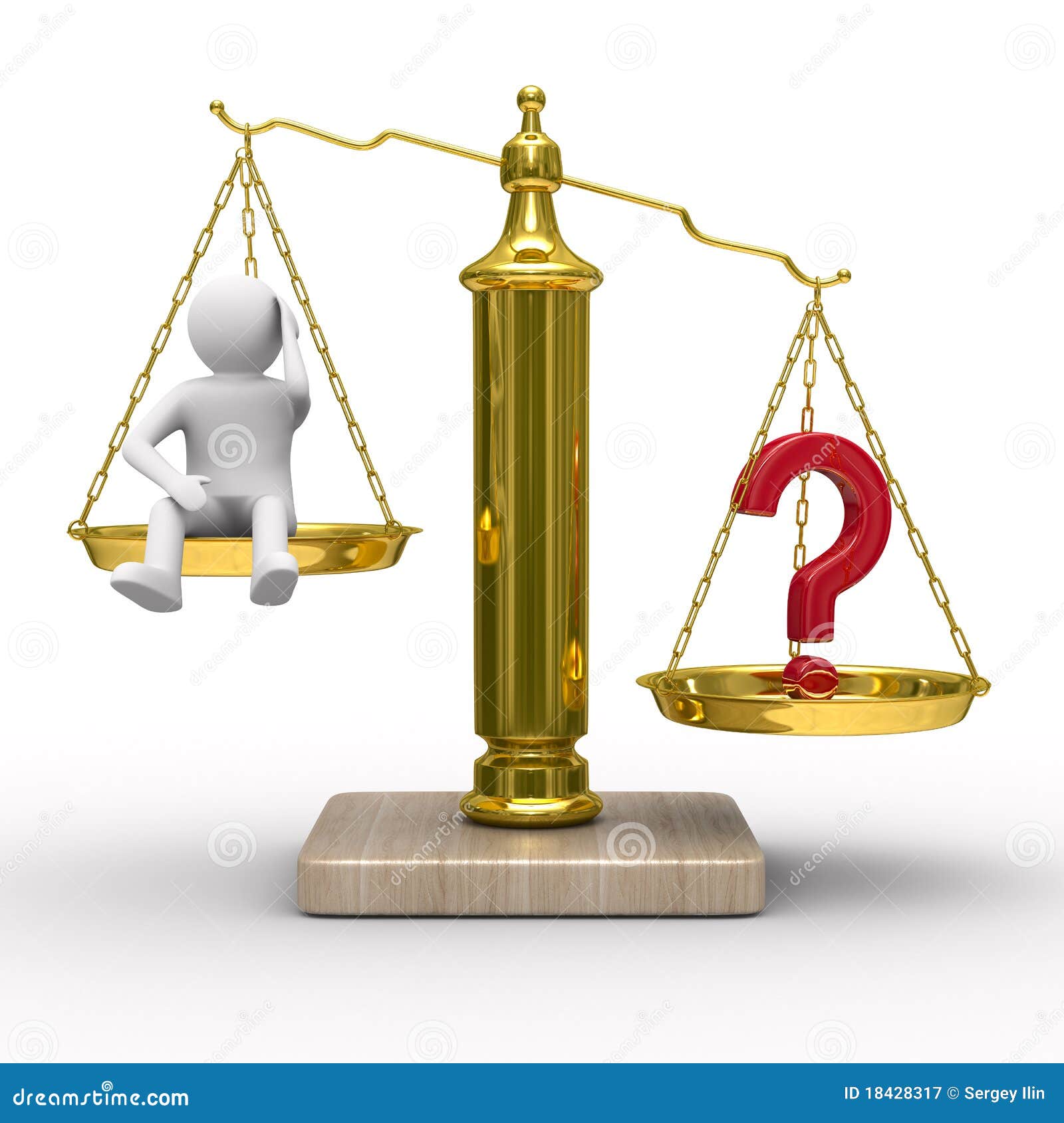 Man and question on scales stock illustration. Illustration of arms ...