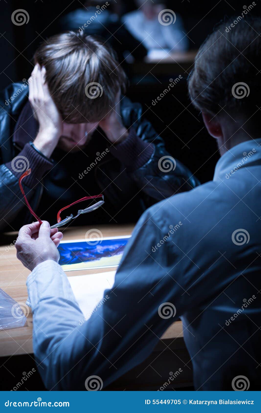 Man Questioned in Interrogation Room Stock Image - Image of bright ...