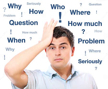 Man with questions stock image. Image of attractive, funny - 19060267