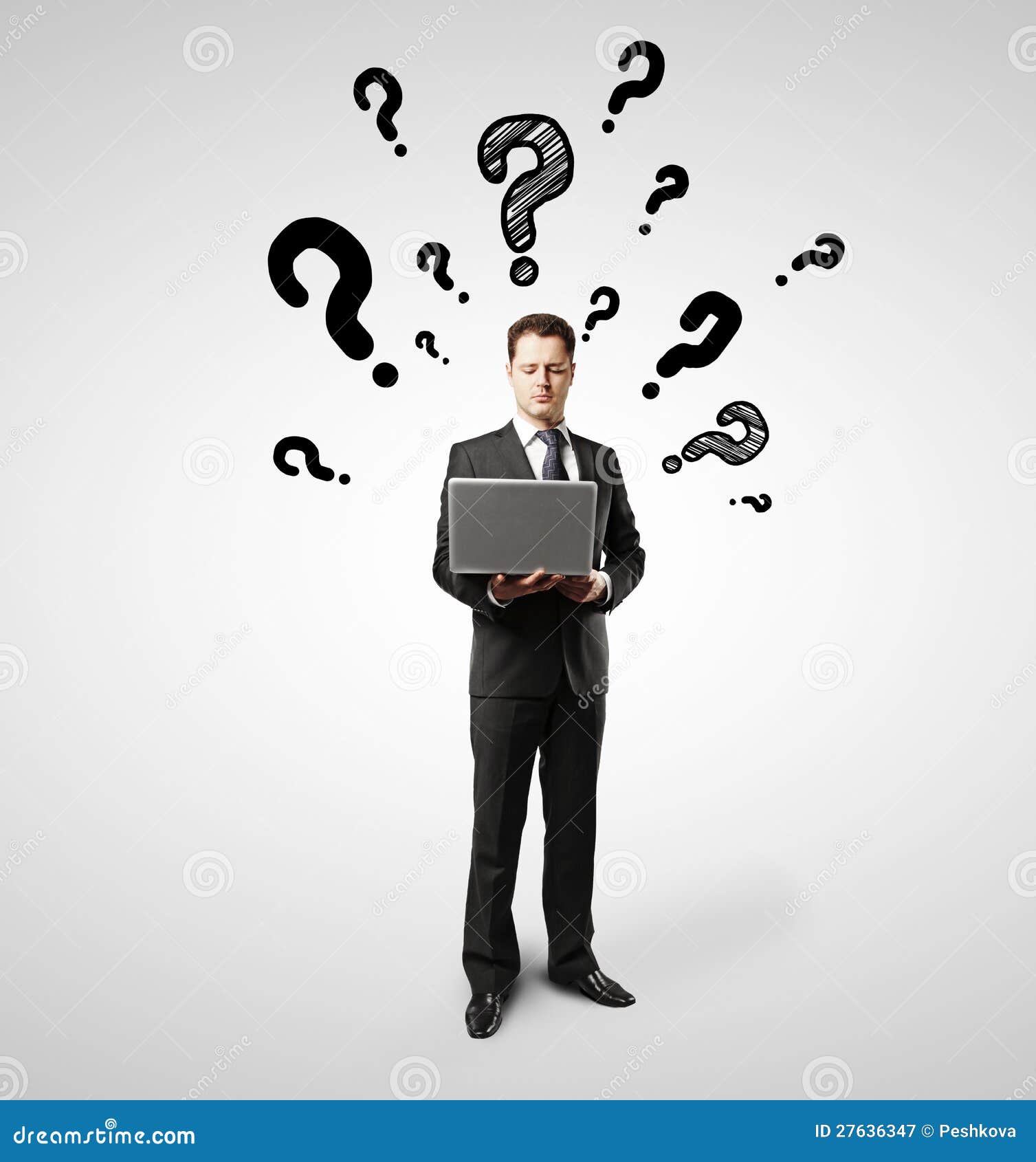 Man questions stock image. Image of businessman, computer - 27636347