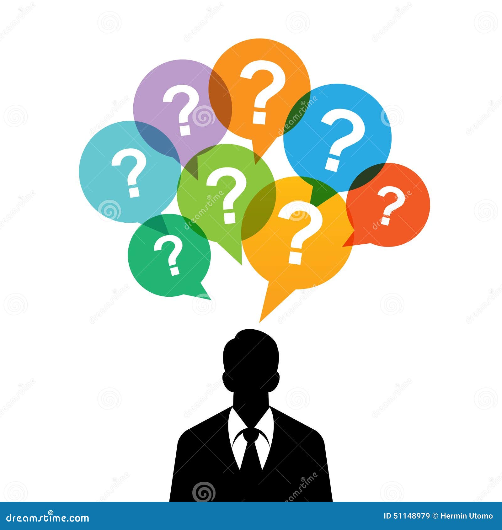 Man with Questions stock vector. Illustration of communication - 51148979
