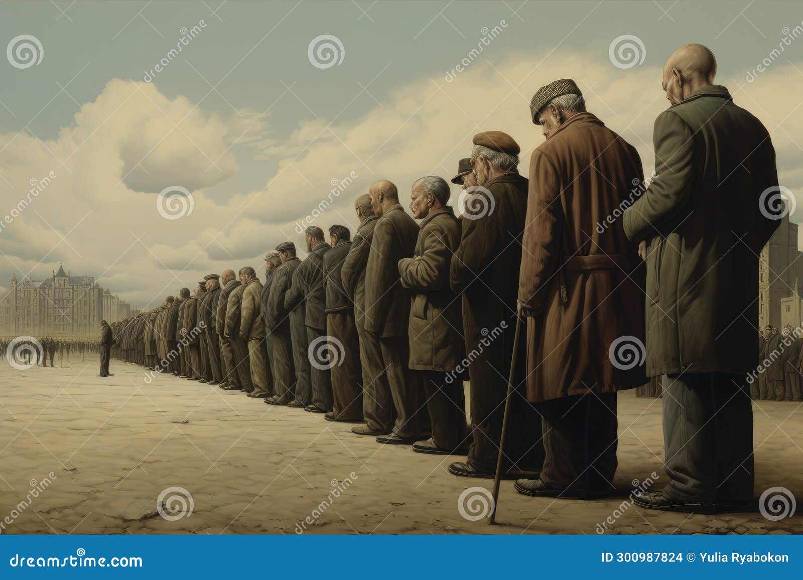 Man queue. Generate Ai stock photo. Image of group, business - 300987824