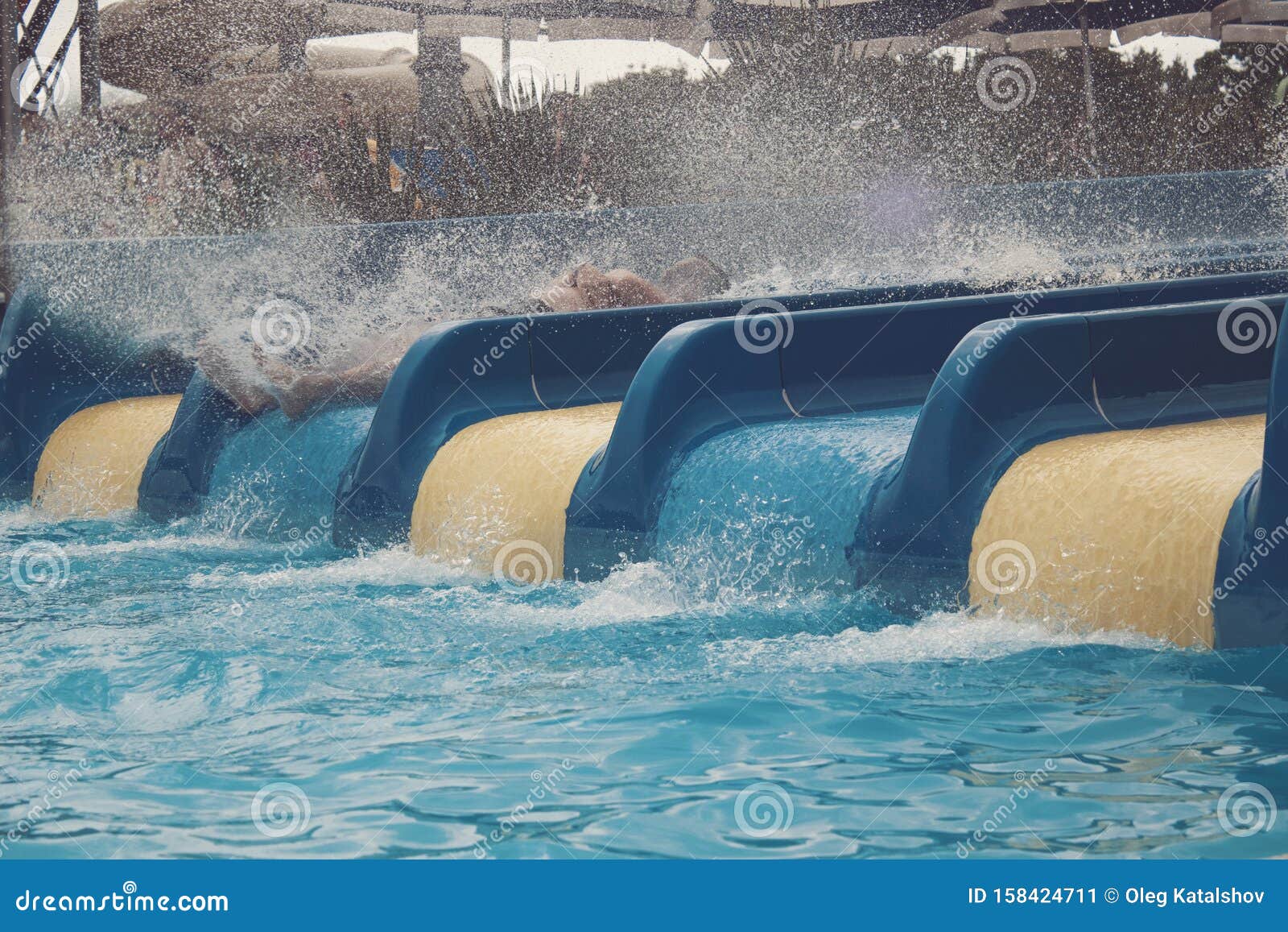 The Man Quickly Slides Down the Blue Water Slide Editorial Photo ...