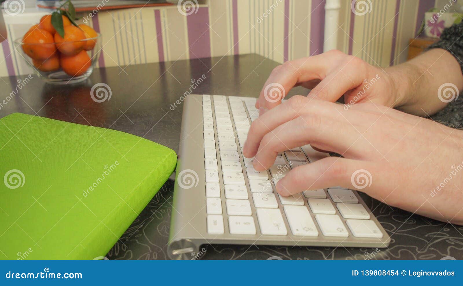 The Man Quickly Typing on the Keyboard. Stock Photo - Image of keys ...
