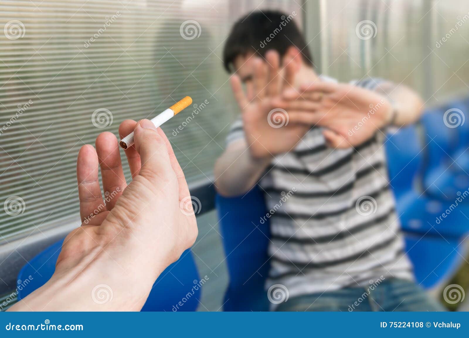 Man is Quitting Smoking and is Refusing Cigarette Offer Stock Photo ...