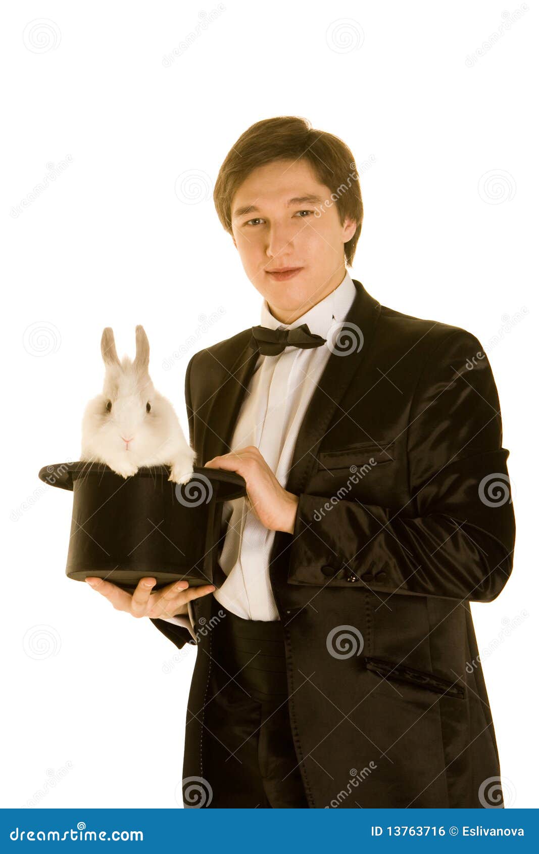 Man with a rabbit in a hat stock photo. Image of hair - 13763716