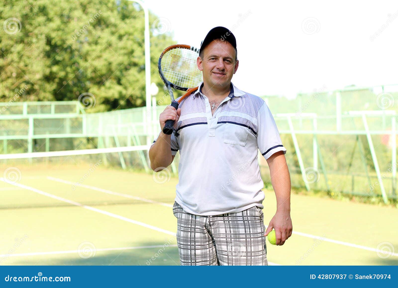 Man with racket stock image. Image of racket, agility - 42807937