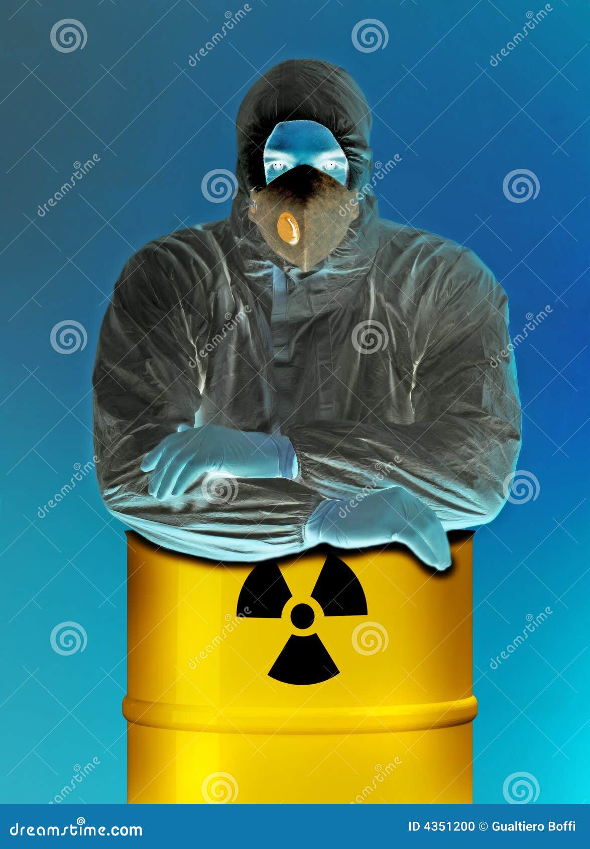 Man and radiactive tank stock photo. Image of burn, plate - 4351200