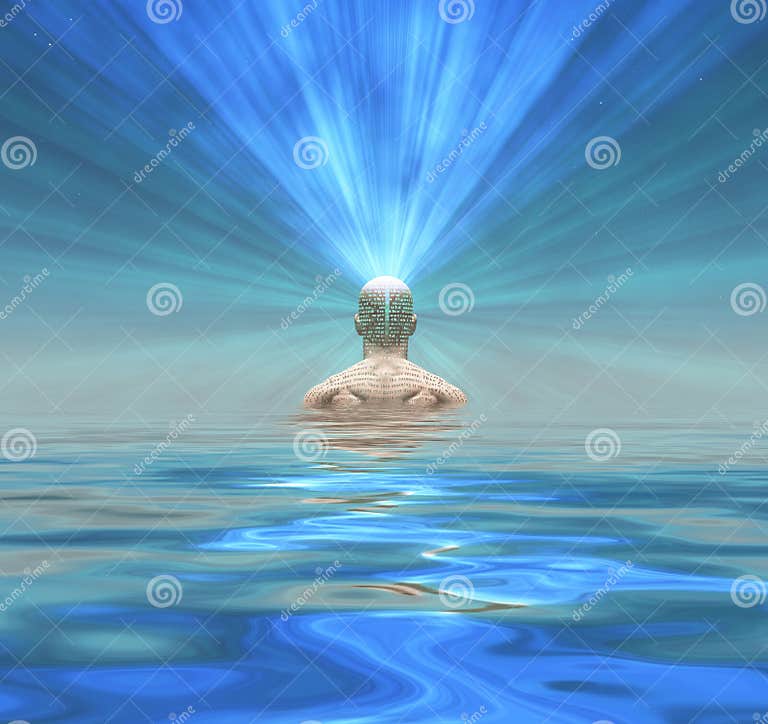 Man Radiates Light from Head Stock Illustration - Illustration of ...