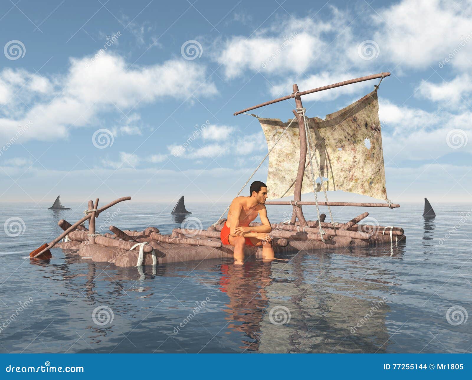 Raft Transportation Cartoon Character Side View Vector Illustration ...