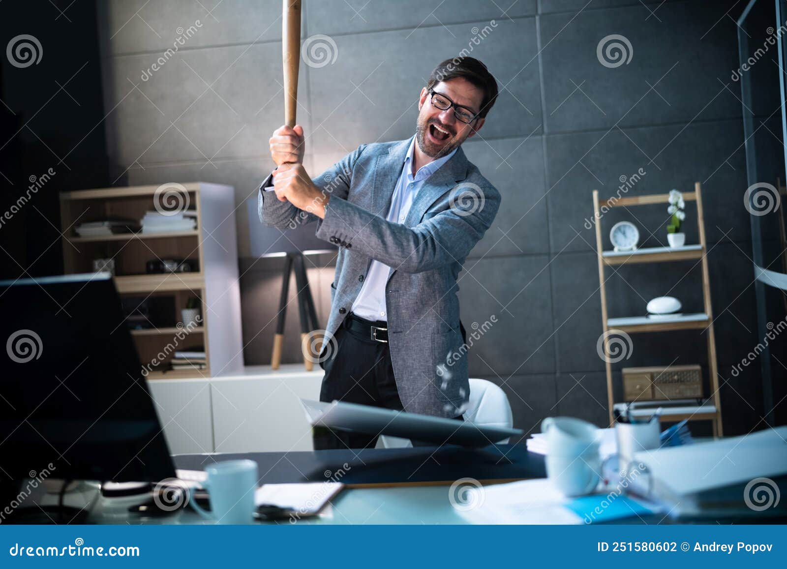 Man Rage in Office. Stress, Anger Stock Photo - Image of aggressive ...
