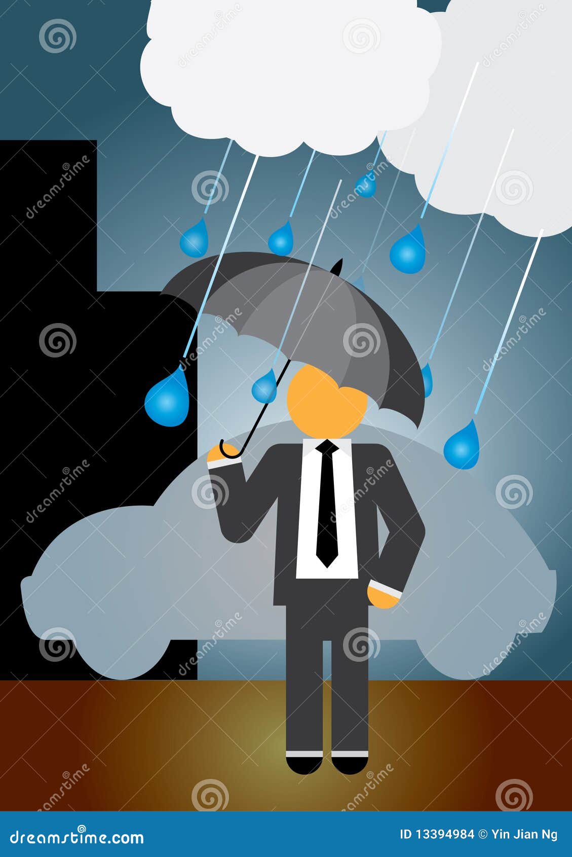 Man in Rain stock vector. Illustration of wheels, clip - 13394984