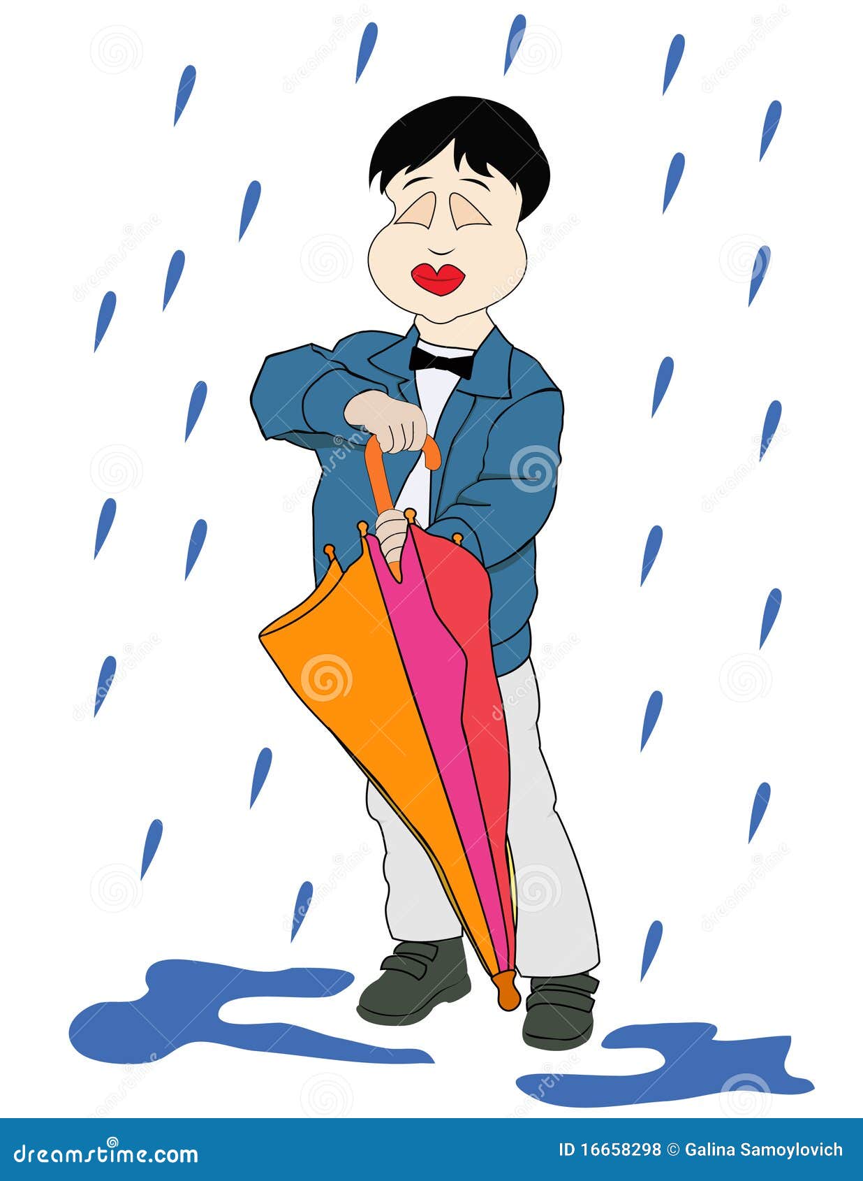 Man in the rain stock vector. Illustration of blue, drop - 16658298