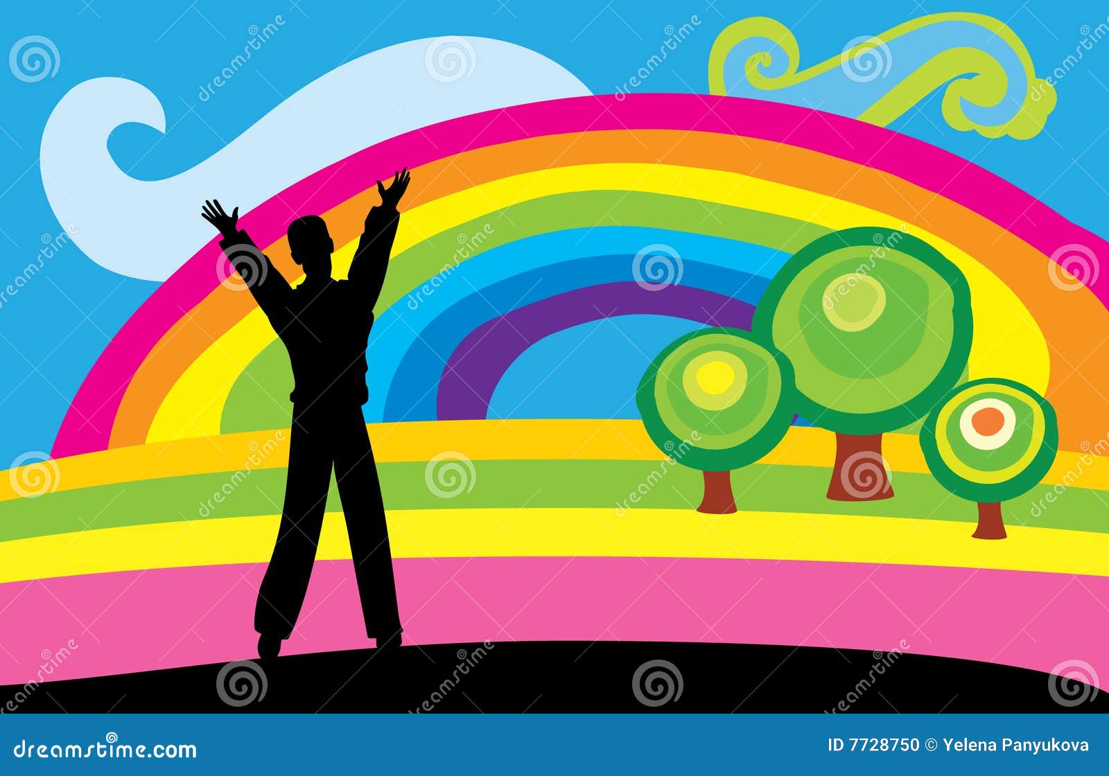 Man with rainbow stock vector. Illustration of revival - 7728750