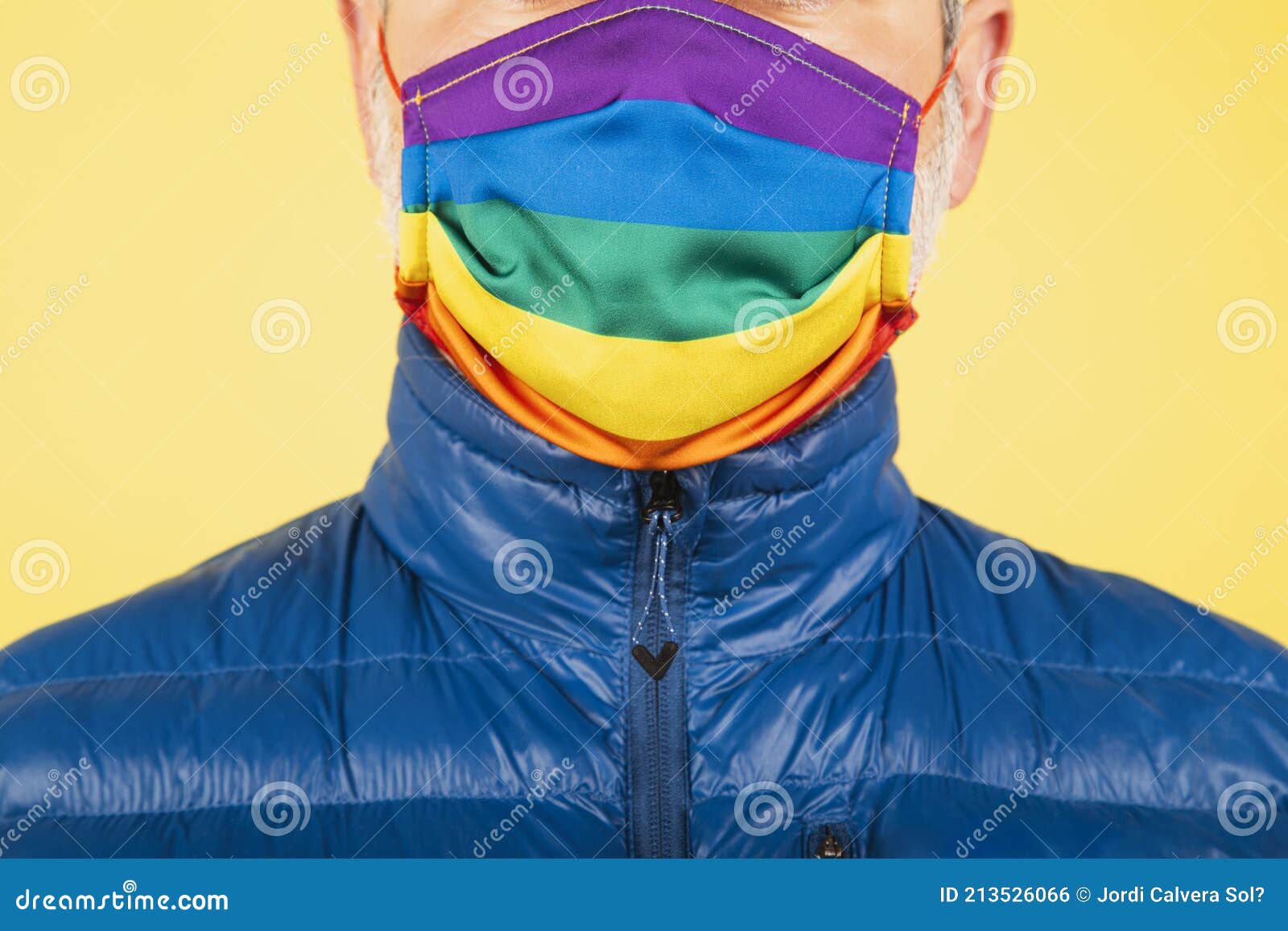 Man with Rainbow Flag Pride Mask Stock Photo - Image of equal, people ...