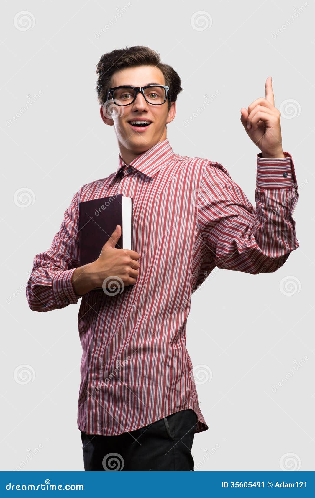 Man Raised His Index Finger Stock Image - Image of book, knowledge ...