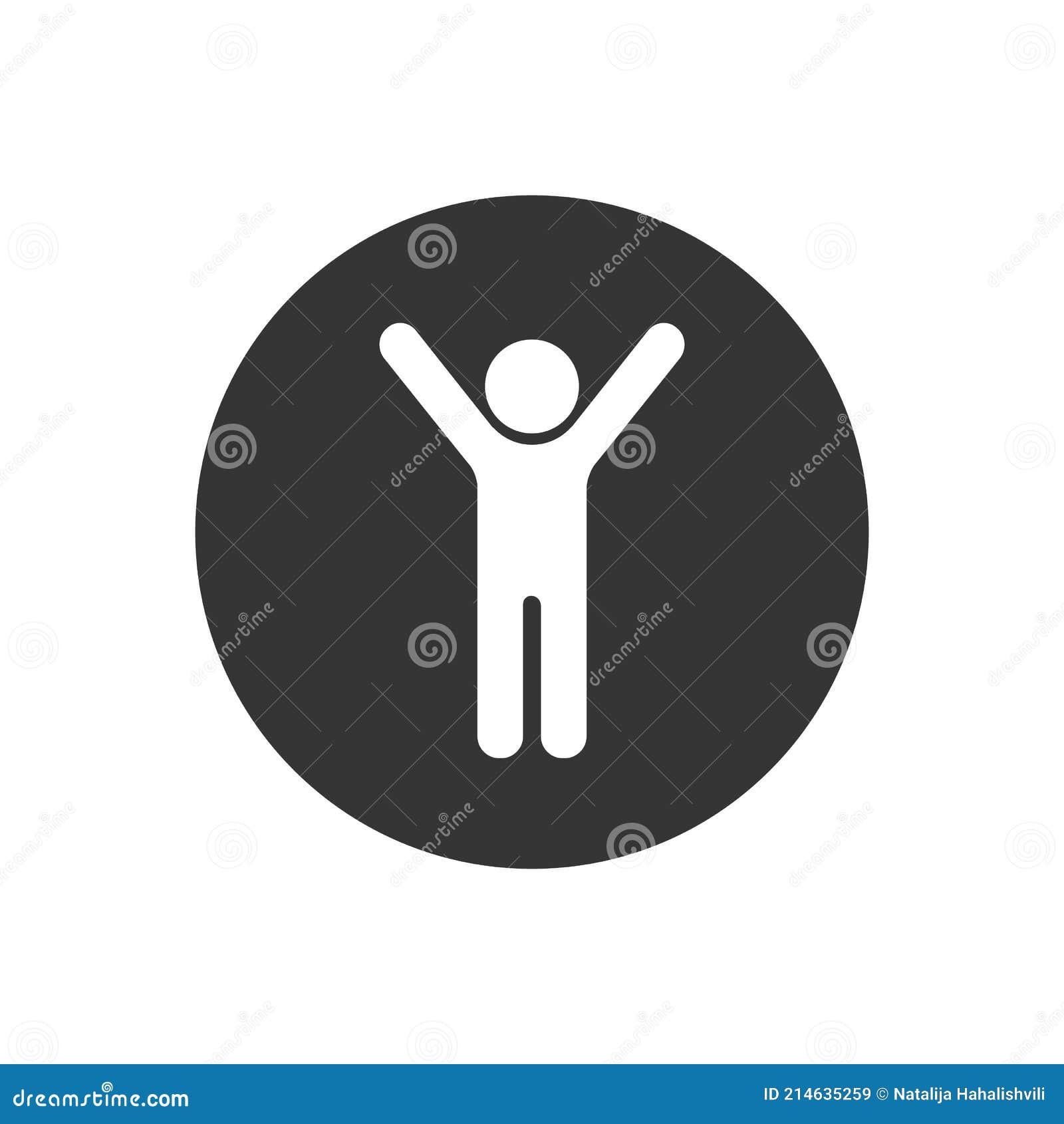 Man Raised Two Hands White Icon, Vector Simple Isolated Illustration ...