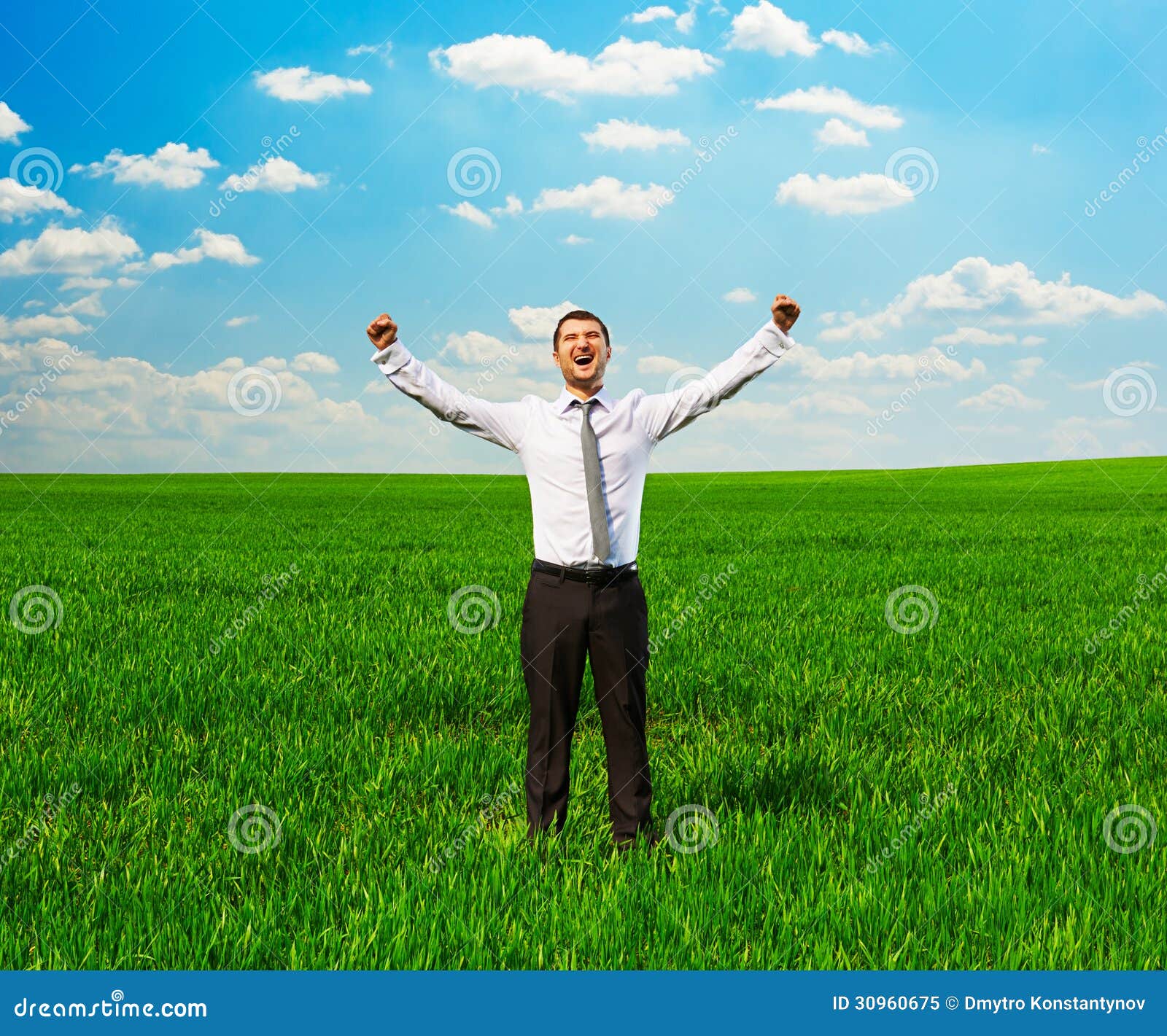 Man raising hands up stock image. Image of male, green - 30960675