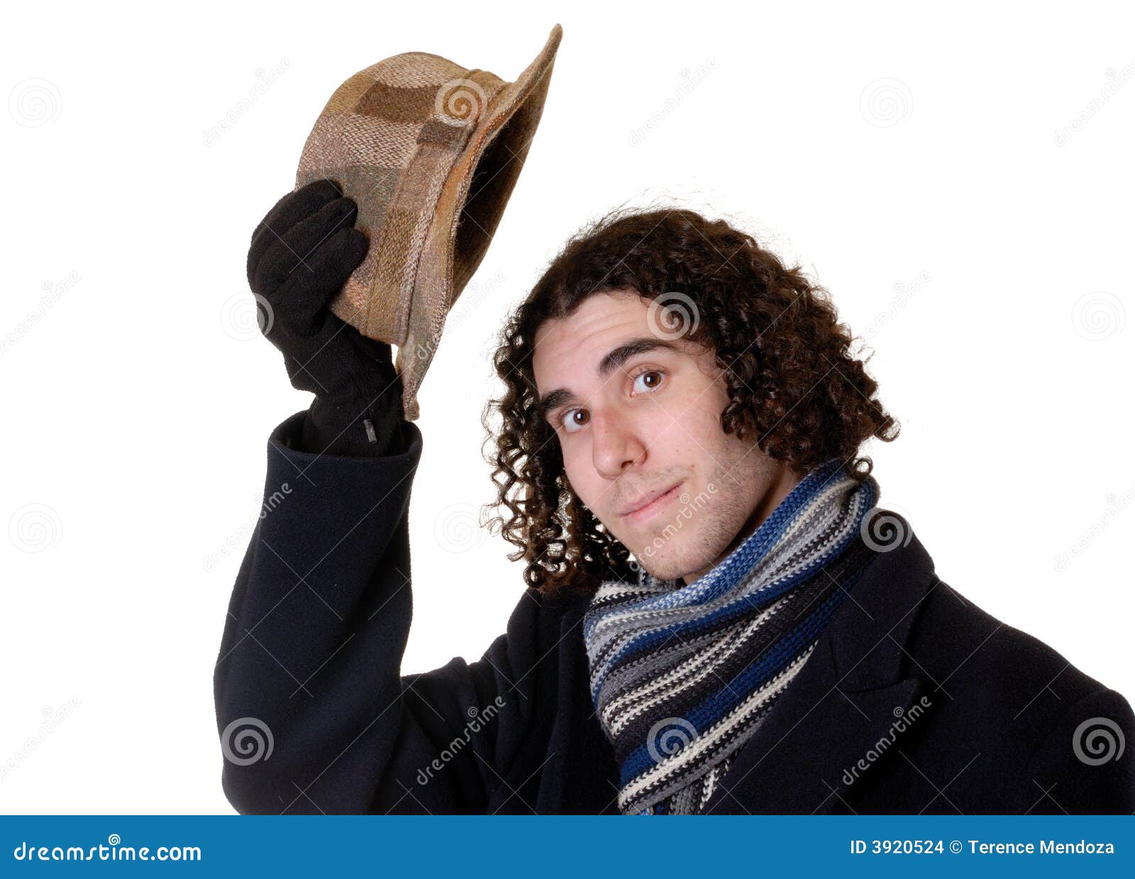 Man raising hat stock photo. Image of hair, male, isolated - 3920524
