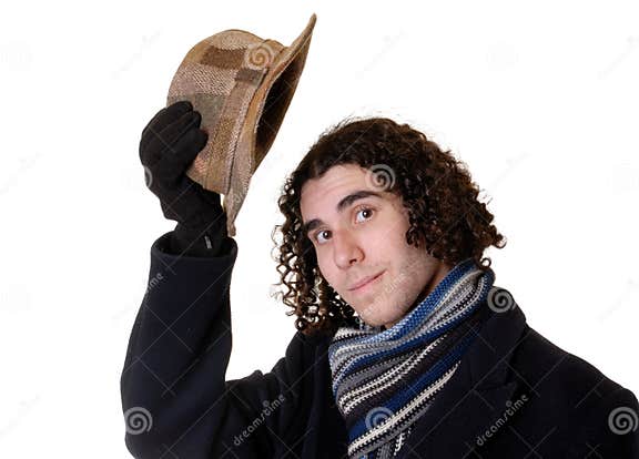 Man raising hat stock photo. Image of hair, male, isolated - 3920524