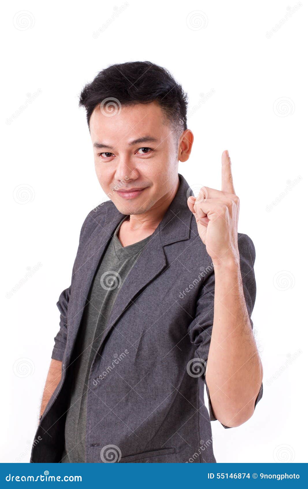 Man Raising, Showing 1 Finger, Pointing Up Stock Photo - Image of human ...