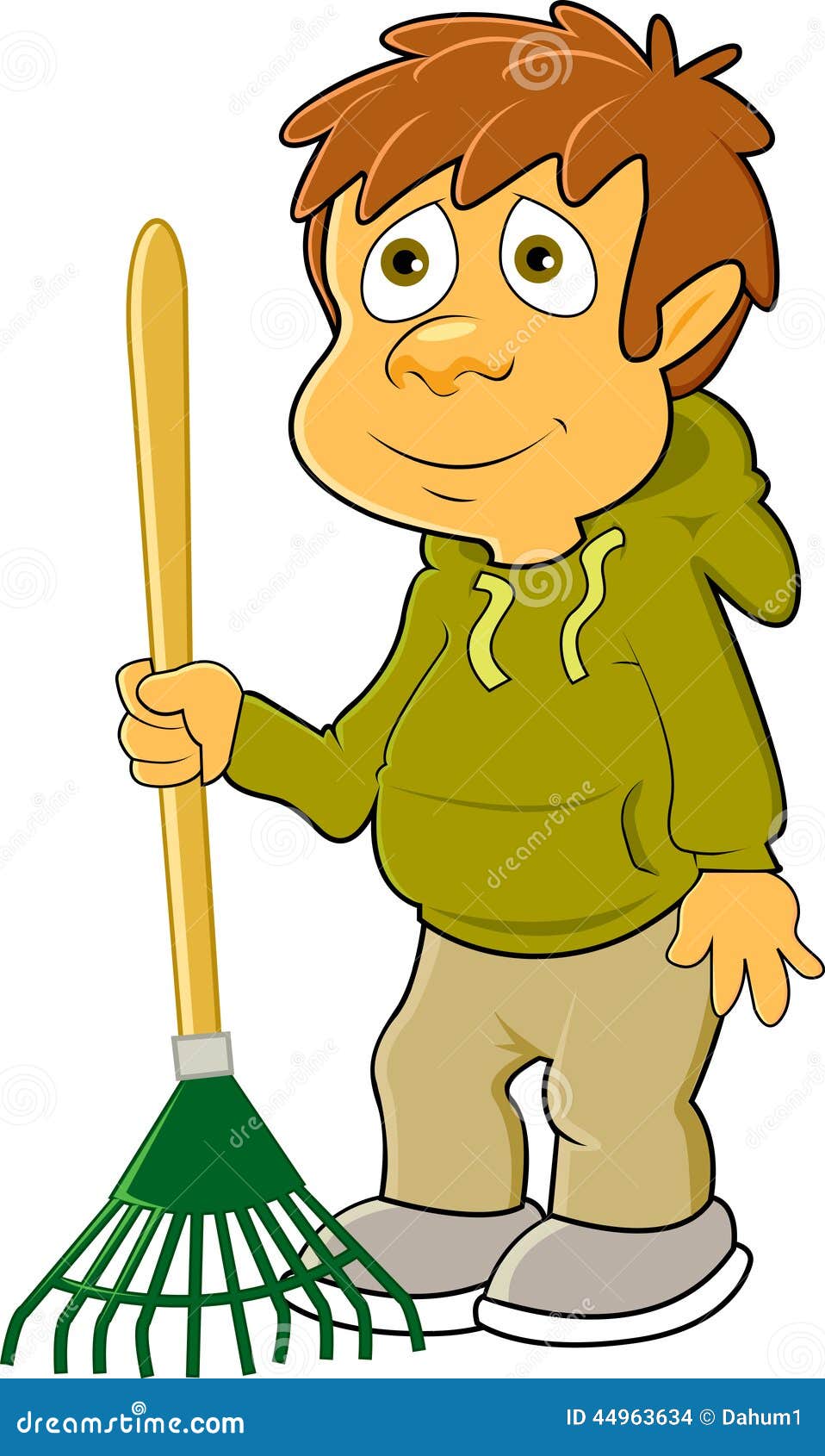 Man raking leaves stock vector. Illustration of chores - 44963634