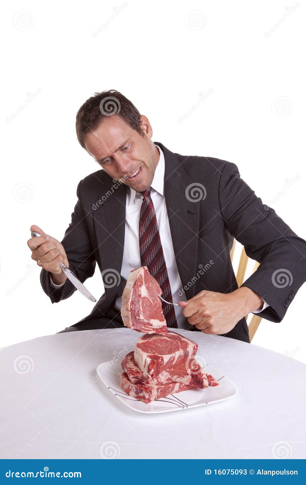 Man and raw steaks stock image. Image of businessperson - 16075093