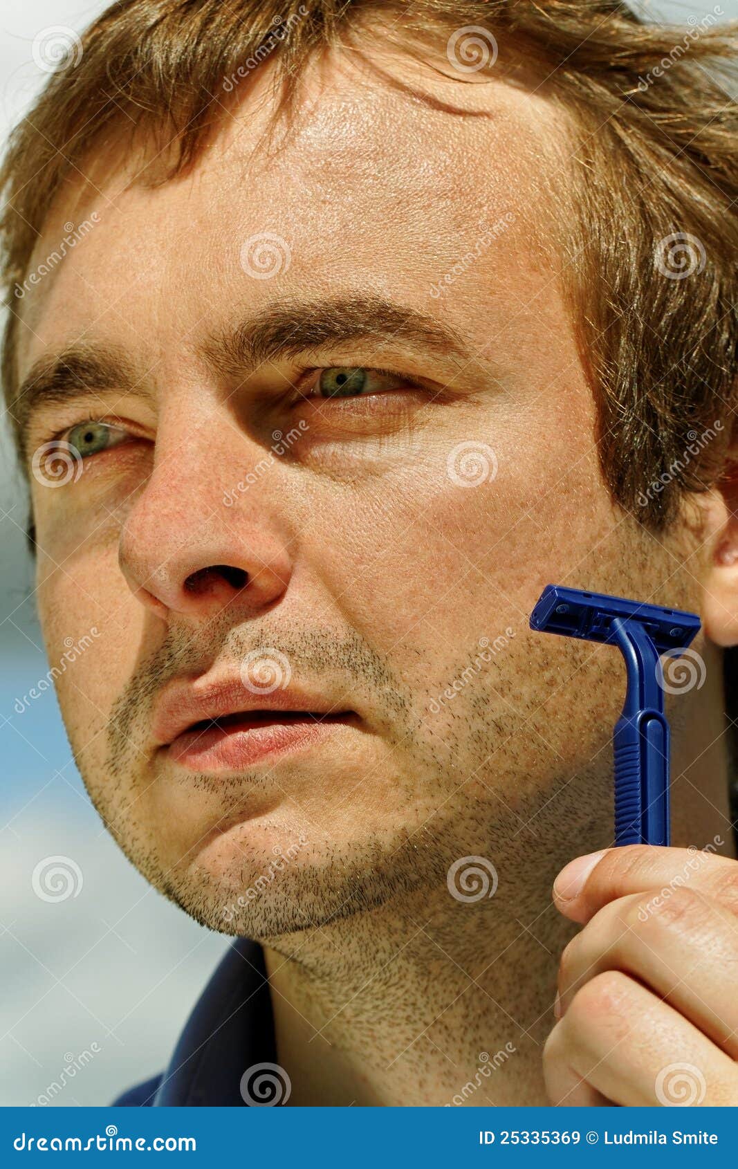 Man with razorblade. stock image. Image of human, razorblade - 25335369