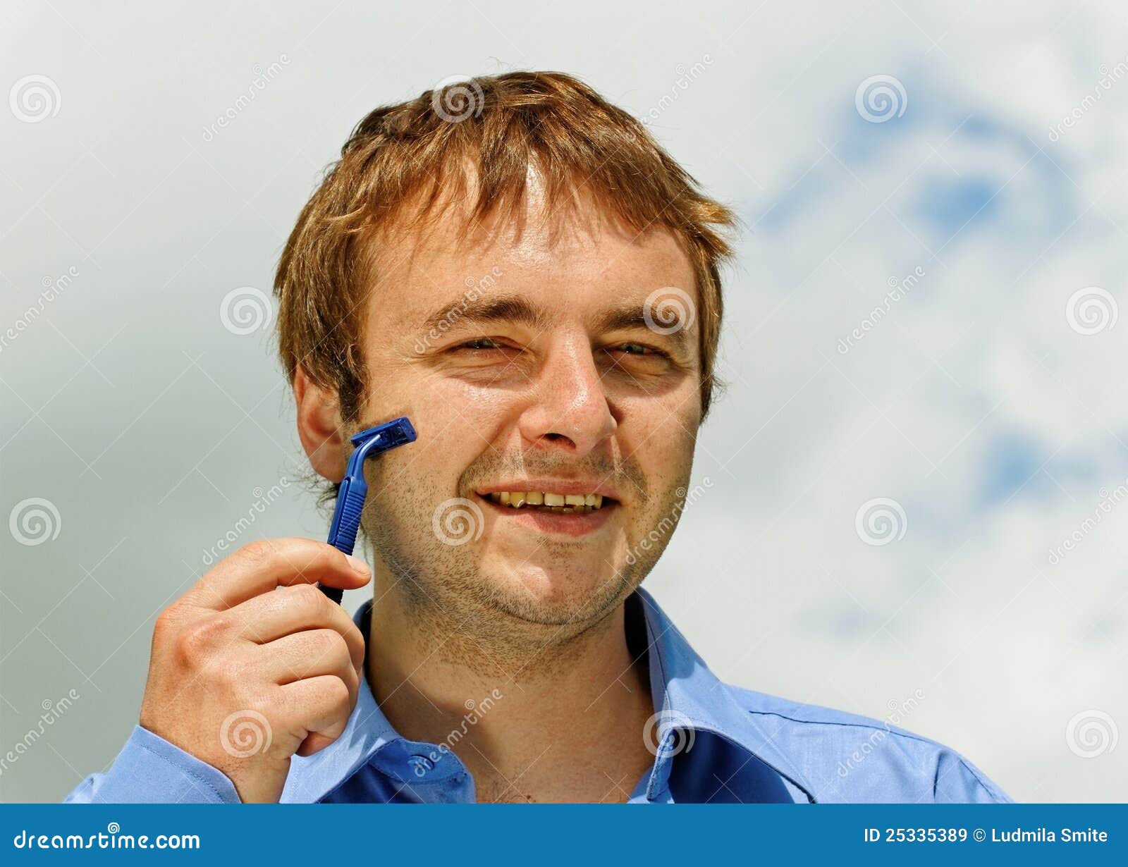 Man with razorblade. stock image. Image of health, protection - 25335389