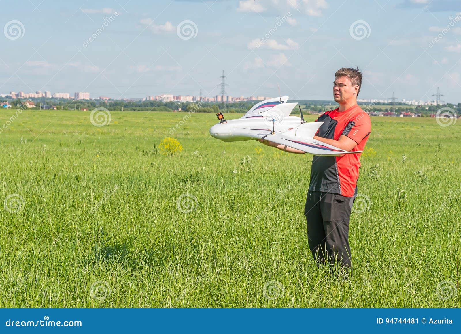 Man with rc model wing stock image. Image of hands, outdoor - 94744481