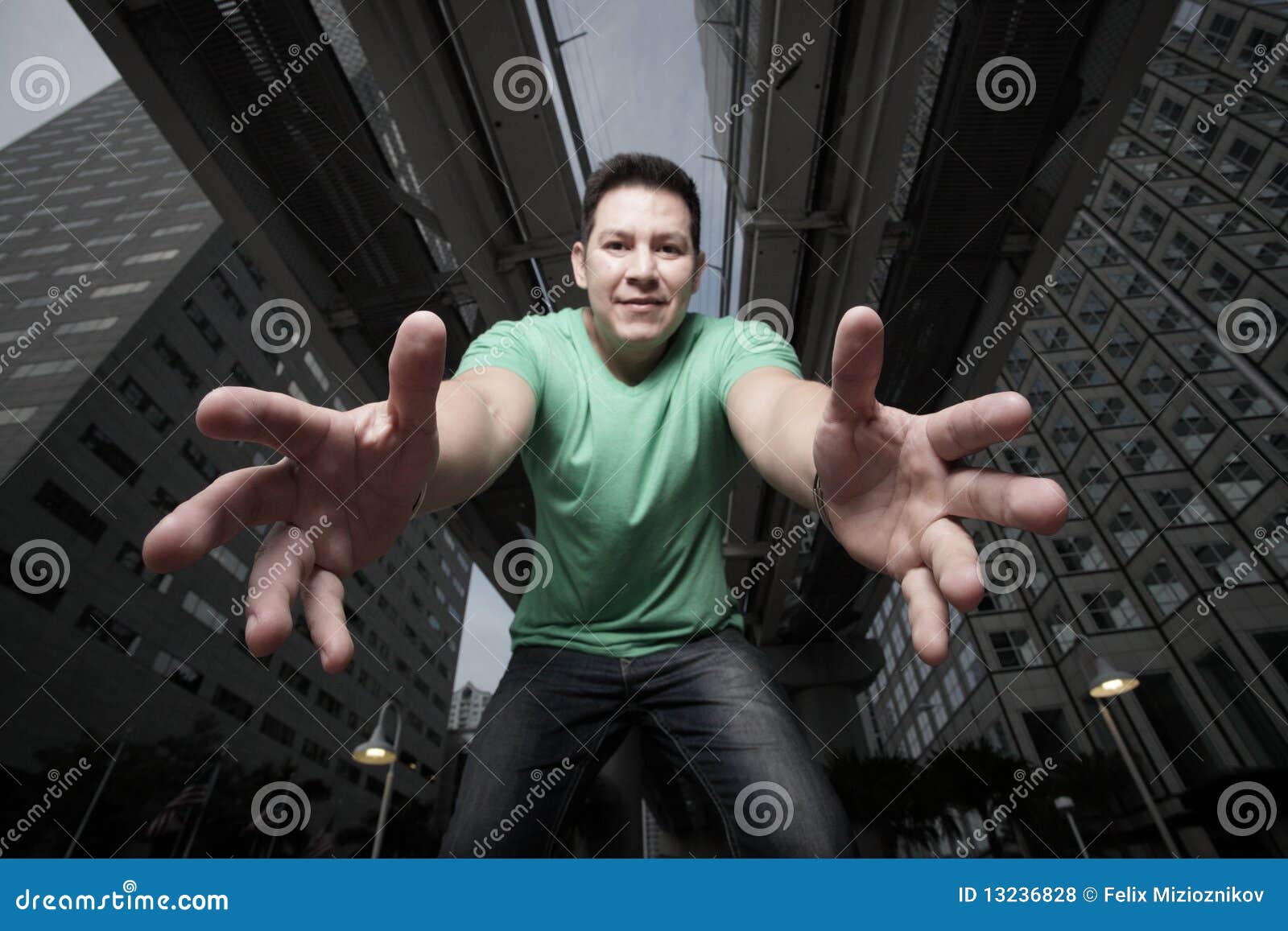 Man Reaching Down Towards the Camera Stock Photo - Image of building ...