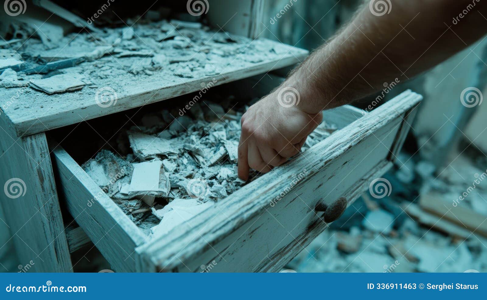 A Man Reaching into a Drawer To Pull Out Something, AI Stock Image ...
