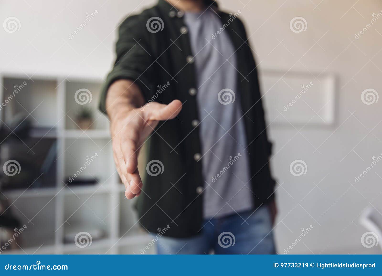 Man Reaching Hand for Handshake while Standing in Office Stock Image ...