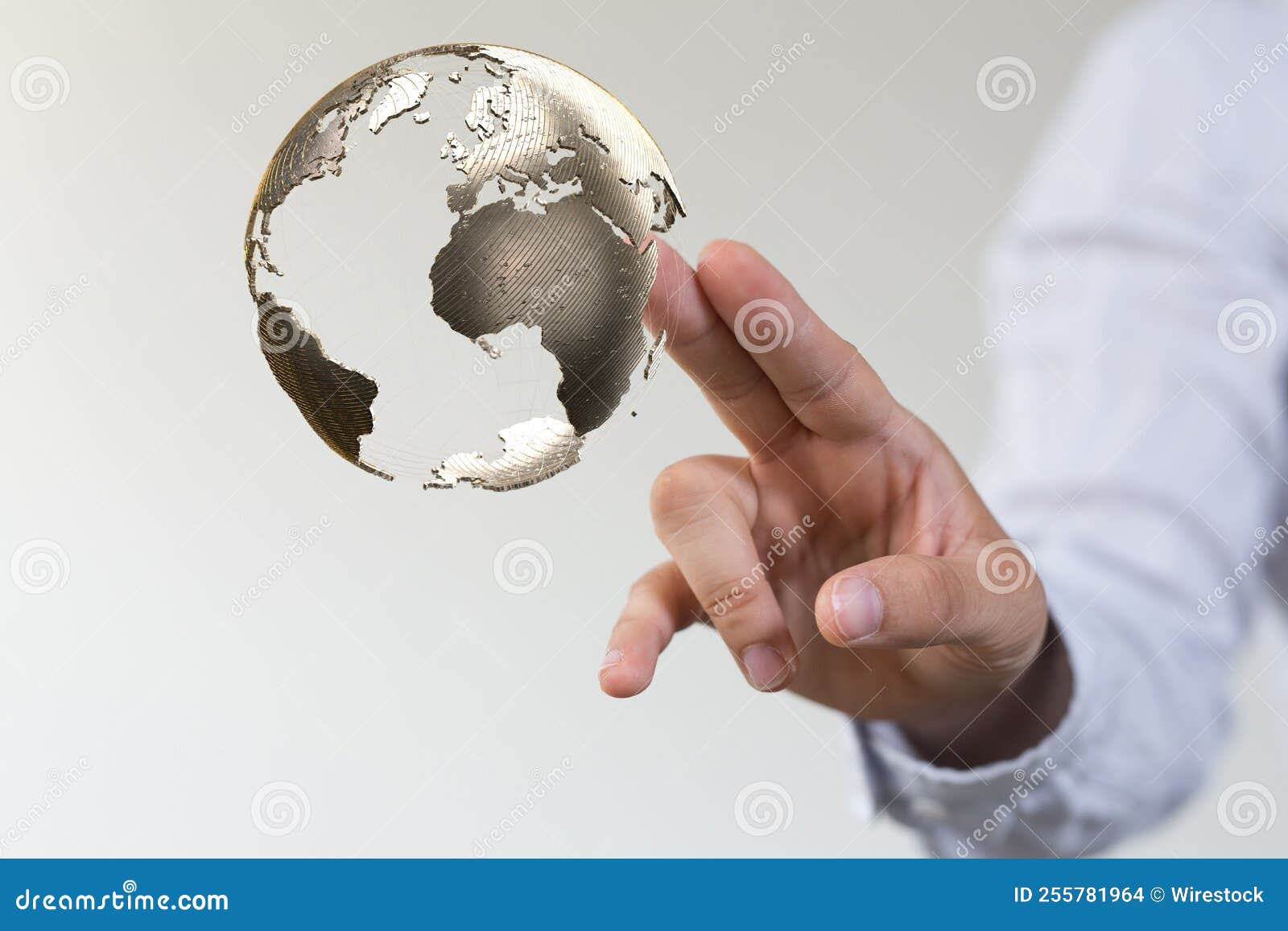 Man Reaching for the Illustrated Globe Icon Stock Photo - Image of ...