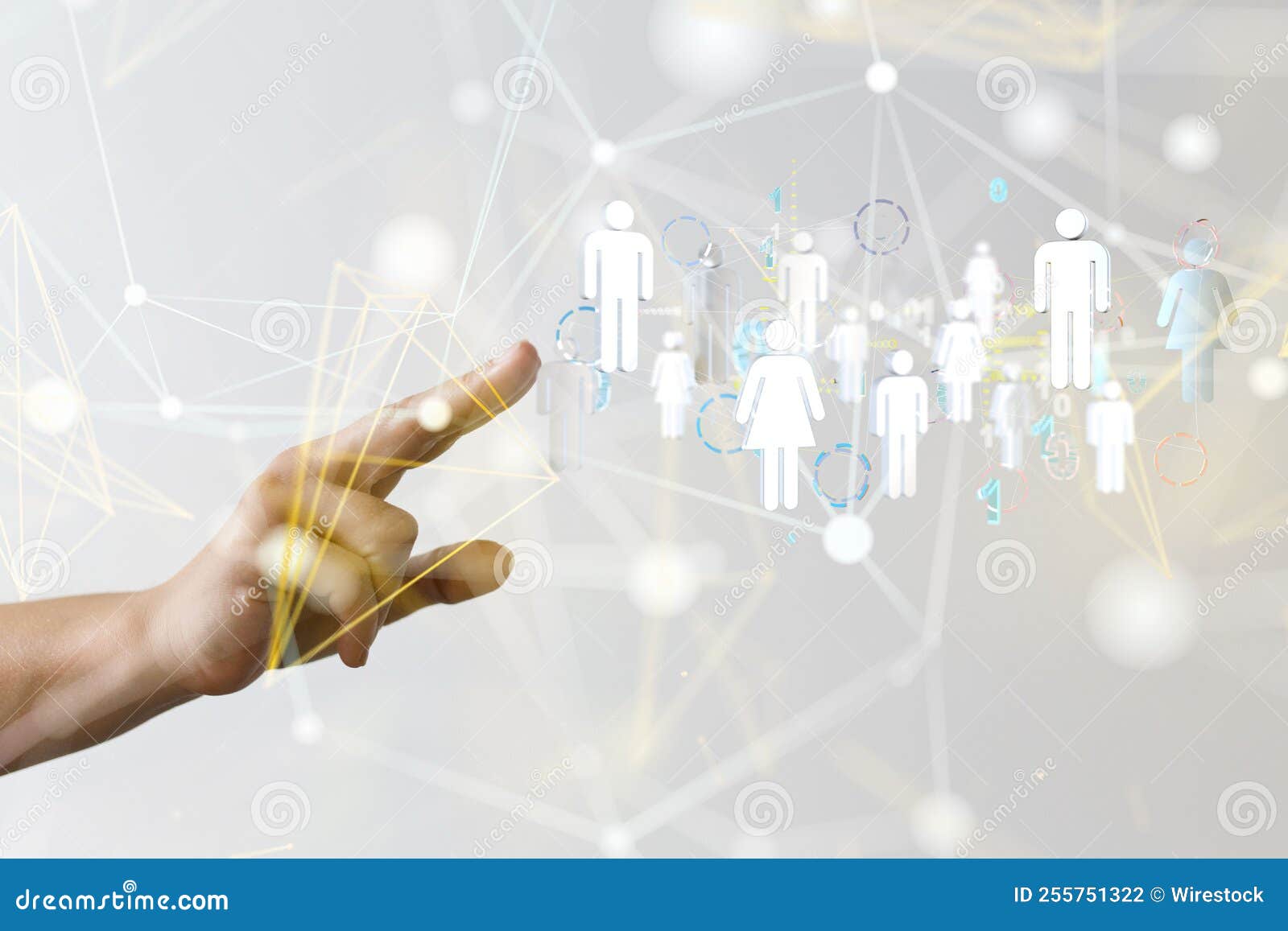 Man Reaching for the Illustrated People Icons Stock Photo - Image of ...