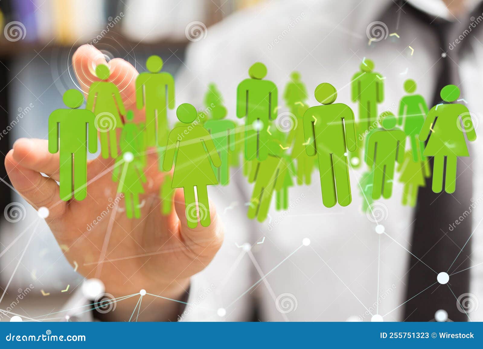 Man Reaching for the Illustrated People Icons Stock Image - Image of ...