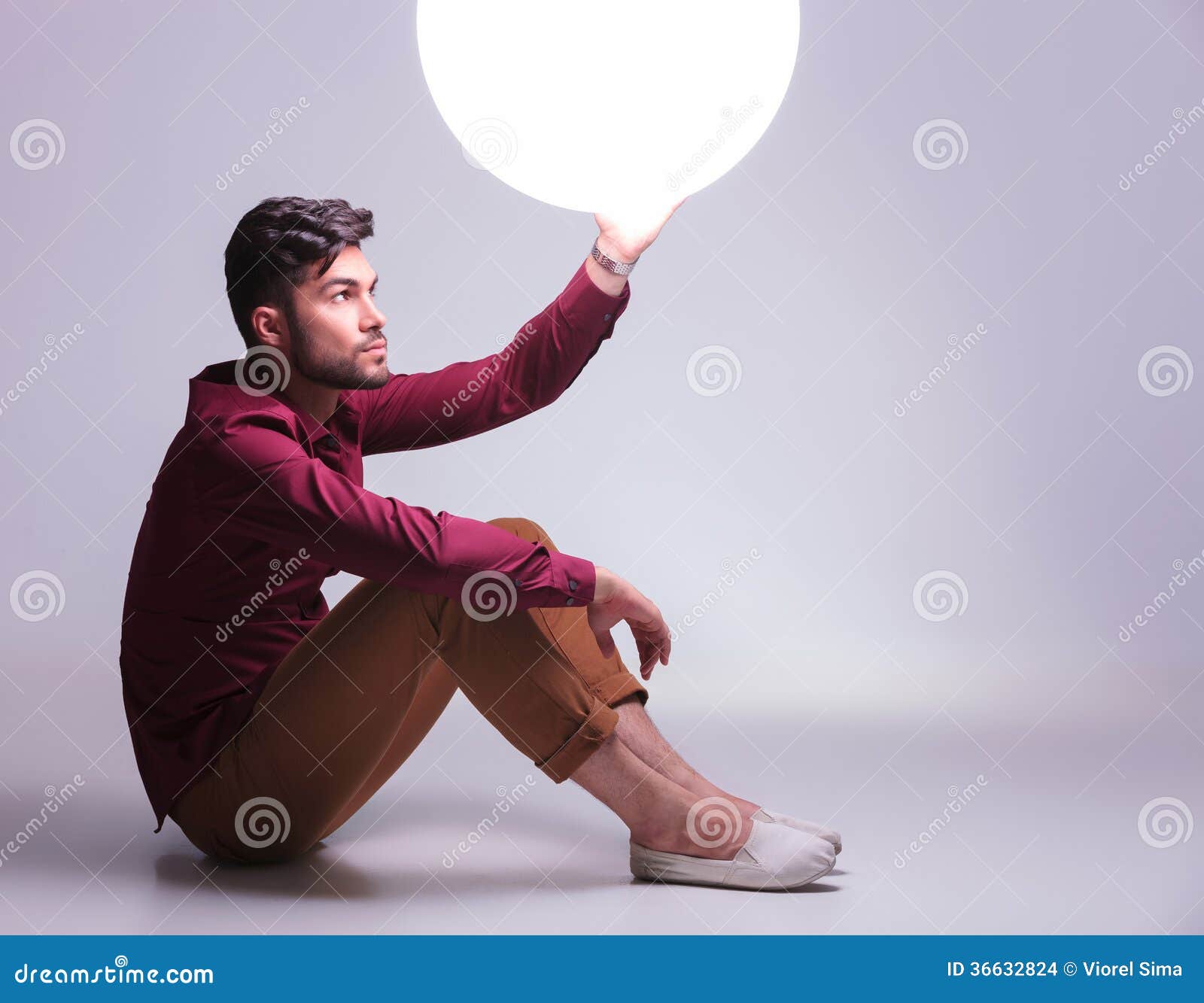Man Reaching Out for the Light of His Future Stock Photo - Image of ...