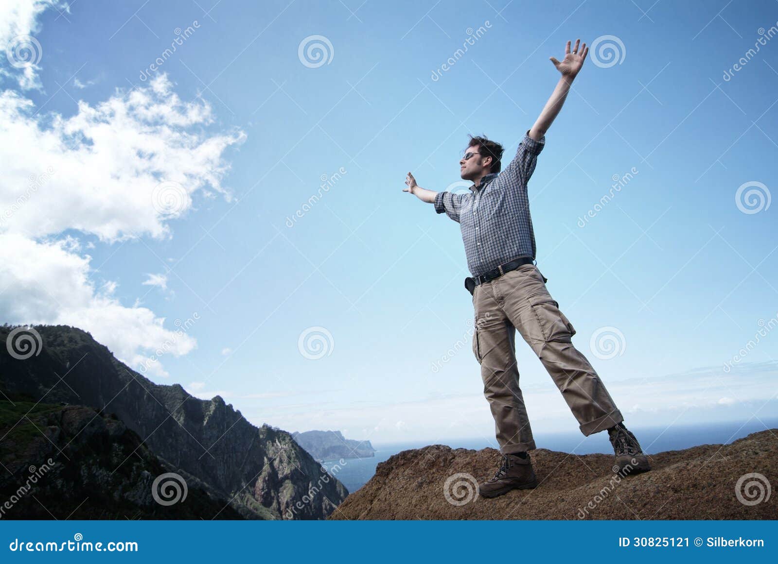 Man Reaching Out for the Sky Stock Image - Image of loneliness, actions ...