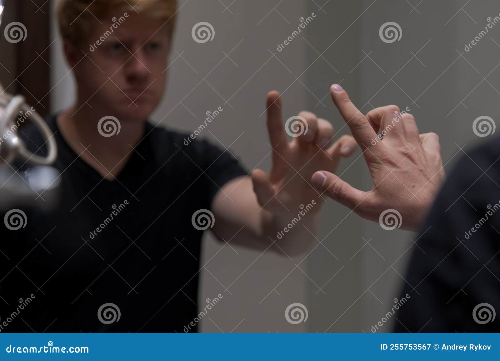 Man Reaching Out To His Reflection Stock Image Image Of Hand Loneliness 255753567